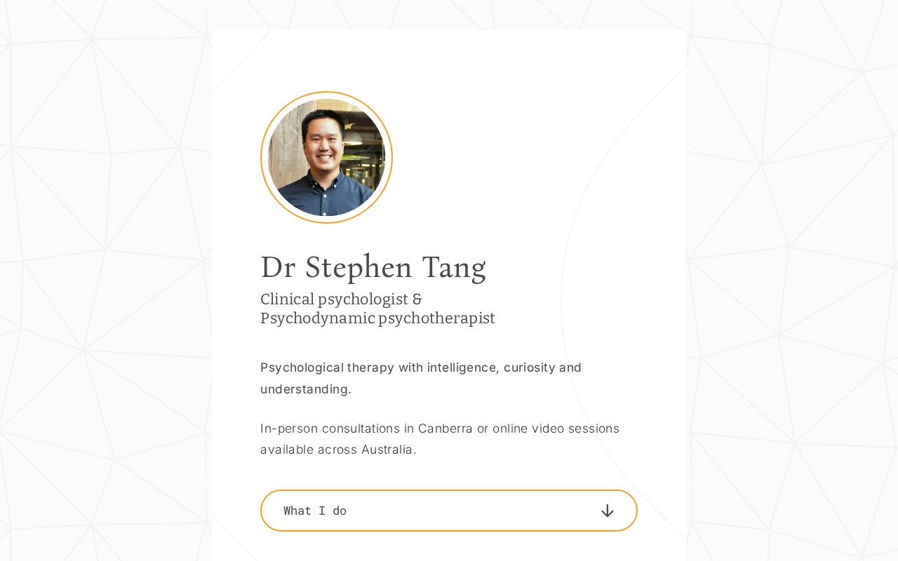 Stephen Tang Psychology: Canberra, Australia